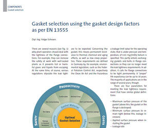 Article: Gasket selection using the gasket design factors as per EN ...